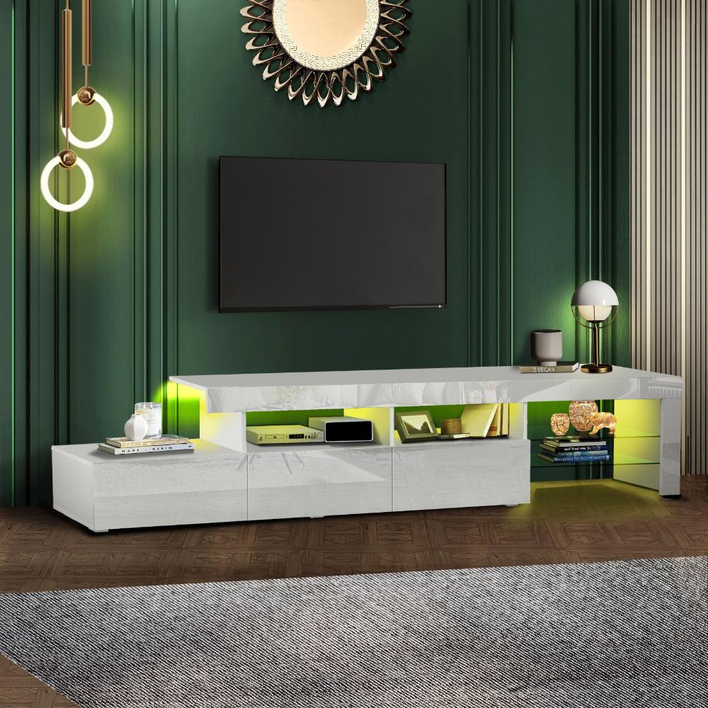 Hierro LED 16 Light TV Cabinet 220cm Entertainment Unit | Hi Gloss TV ...